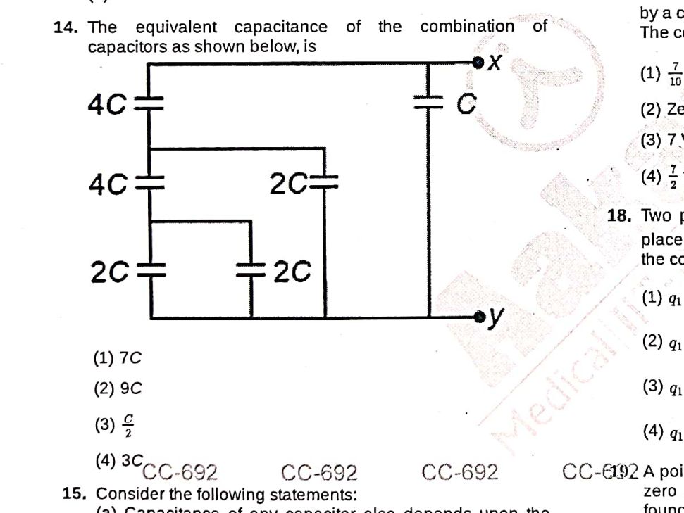 14. The equivalent capacitance of the | StudyX