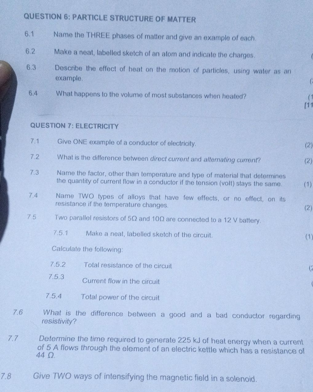 QUESTION 6: PARTICLE STRUCTURE OF MATTER | StudyX