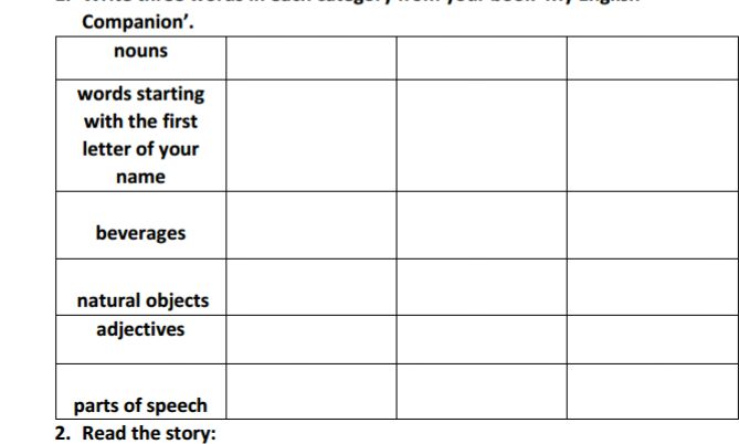 1. Write three words in each category from | StudyX