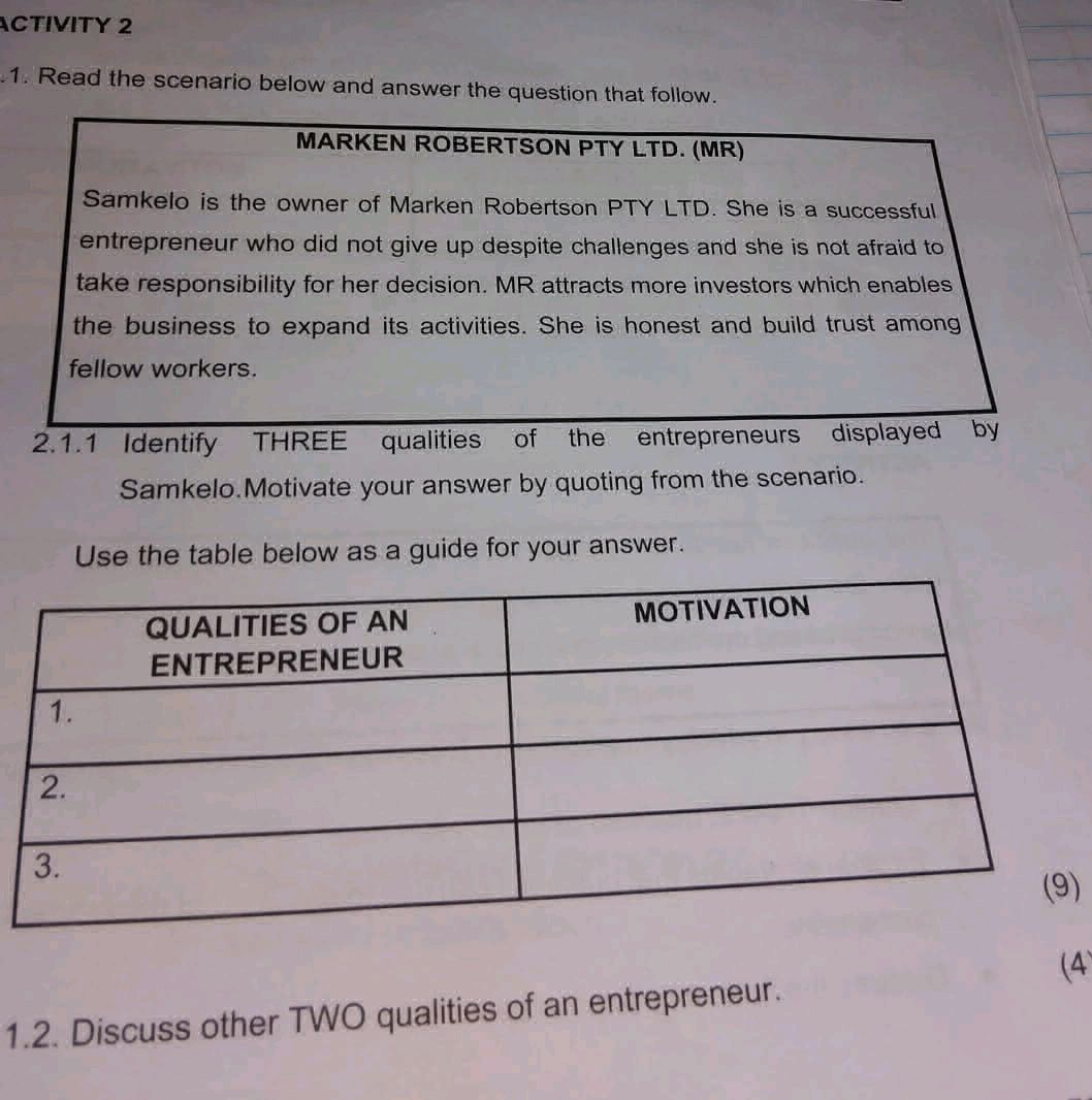 Read the scenario below and answer the | StudyX