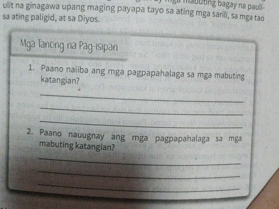 1. Paano naiiba ang mga pagpapahalaga sa mga | StudyX