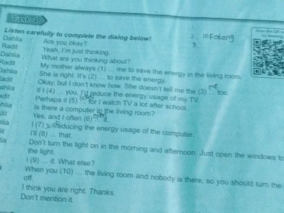 Listen carefully to complete the dialog | StudyX