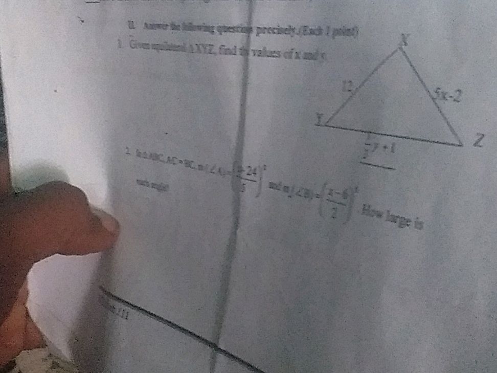 1. Given equilateral $ XYZ$, find the | StudyX