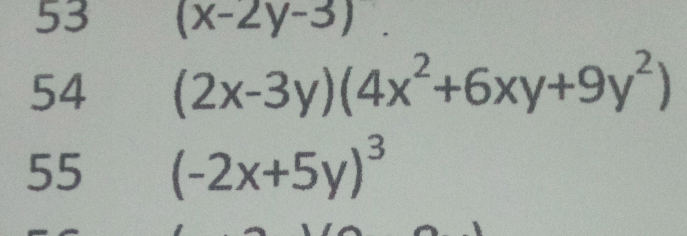 53 $(x-2y-3)$ 54 $(2x-3y)(4x^2+6xy+9y^2)$ 55 | StudyX