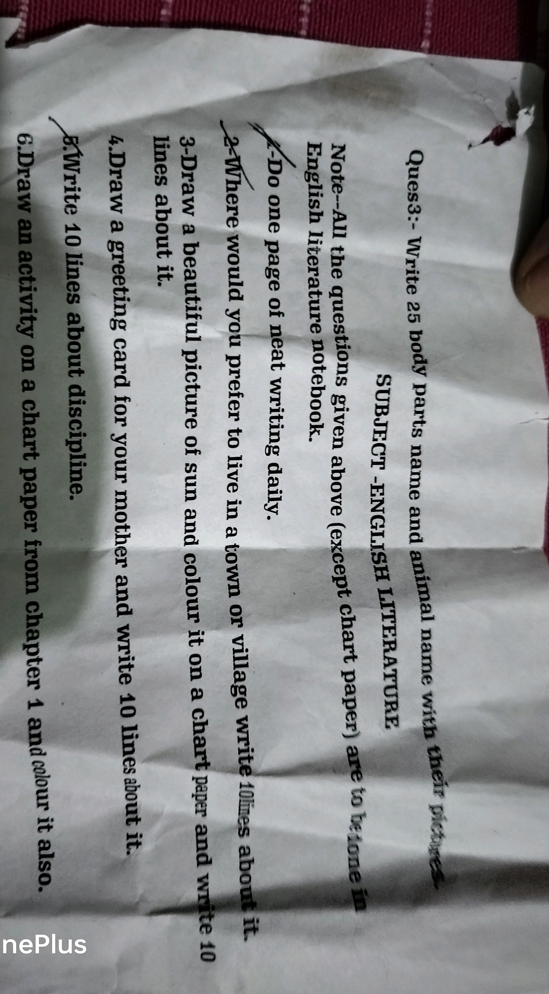 Ques3:- Write 25 body parts name and animal | StudyX