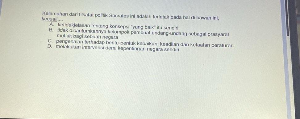 Kelemahan dari filsafat politik Socrates ini | StudyX