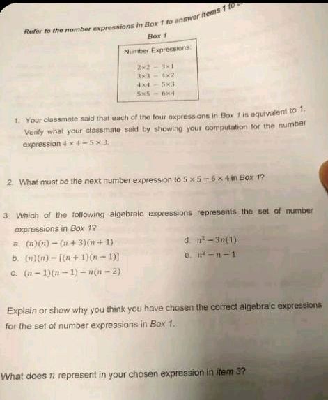 Refer to the number expressions in Box 1 to | StudyX