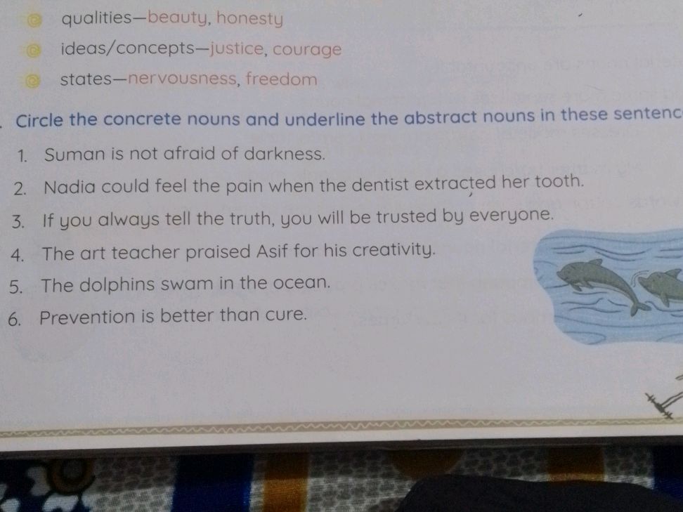 Circle the concrete nouns and underline the | StudyX