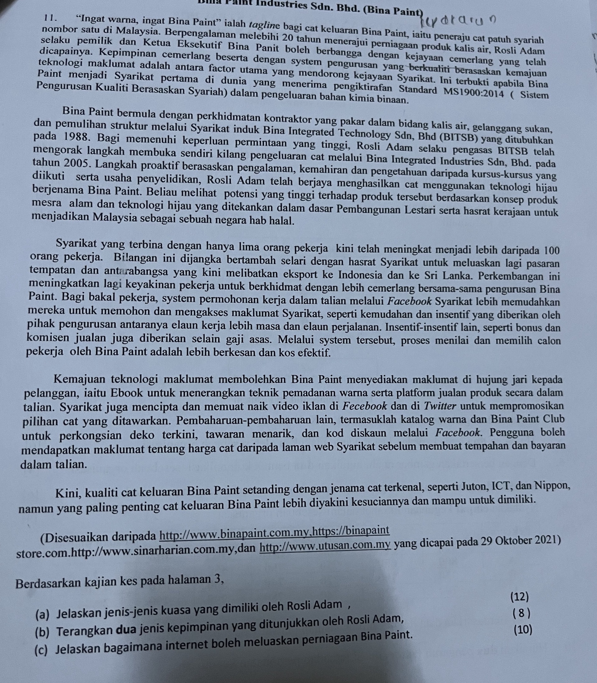 (a) Jelaskan jenis-jenis kuasa yang dimiliki | StudyX