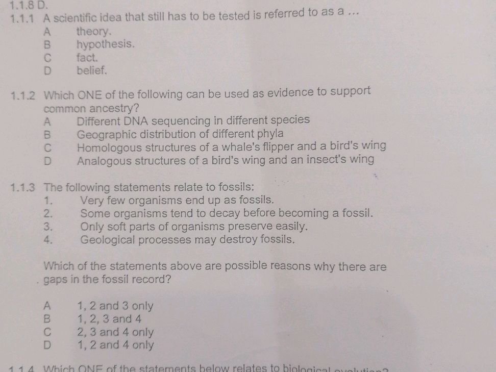 1.1.1 A scientific idea that still has to be | StudyX