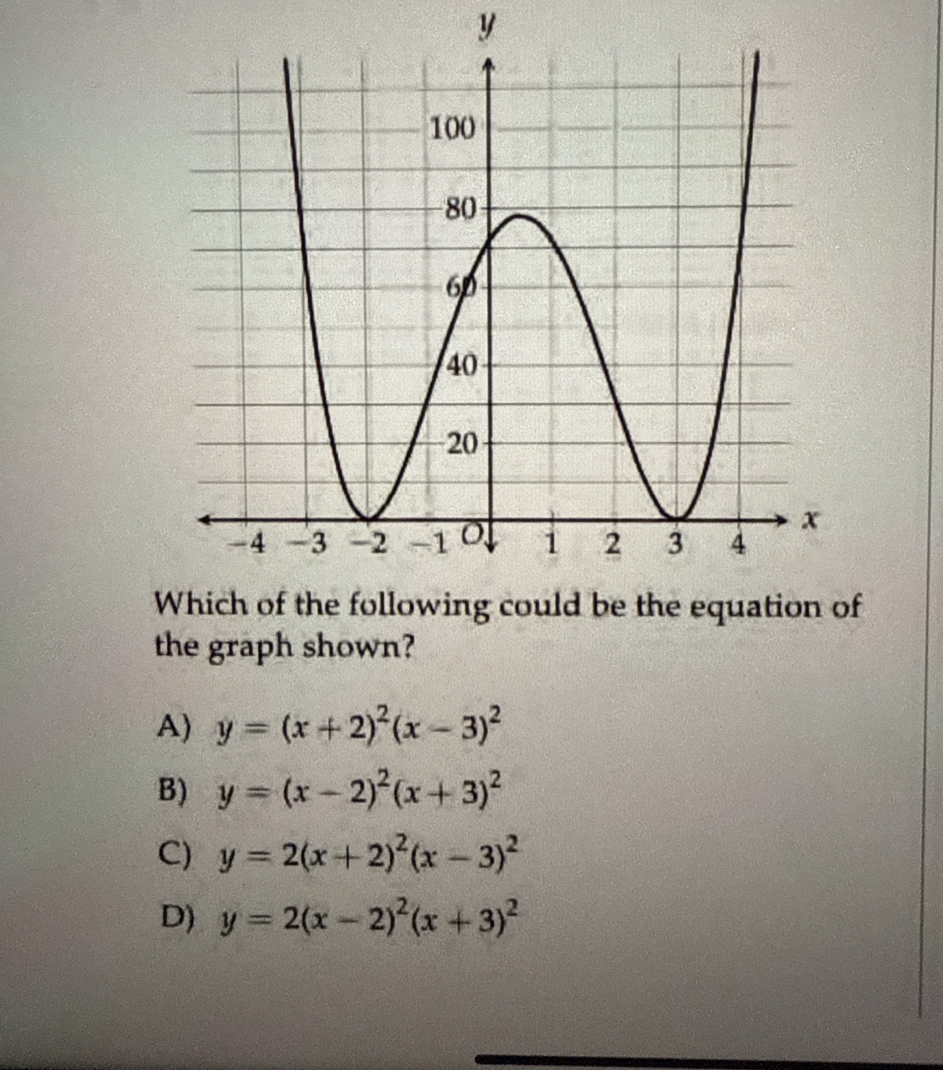 Which of the following could be the equation | StudyX