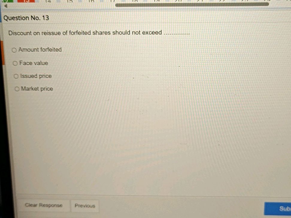 Question No. 13 Discount on reissue of | StudyX