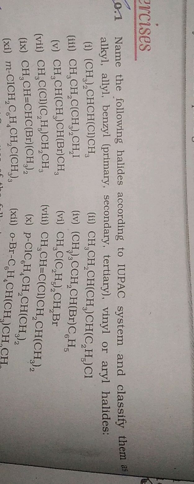 0. 1 Name the following halides according | StudyX