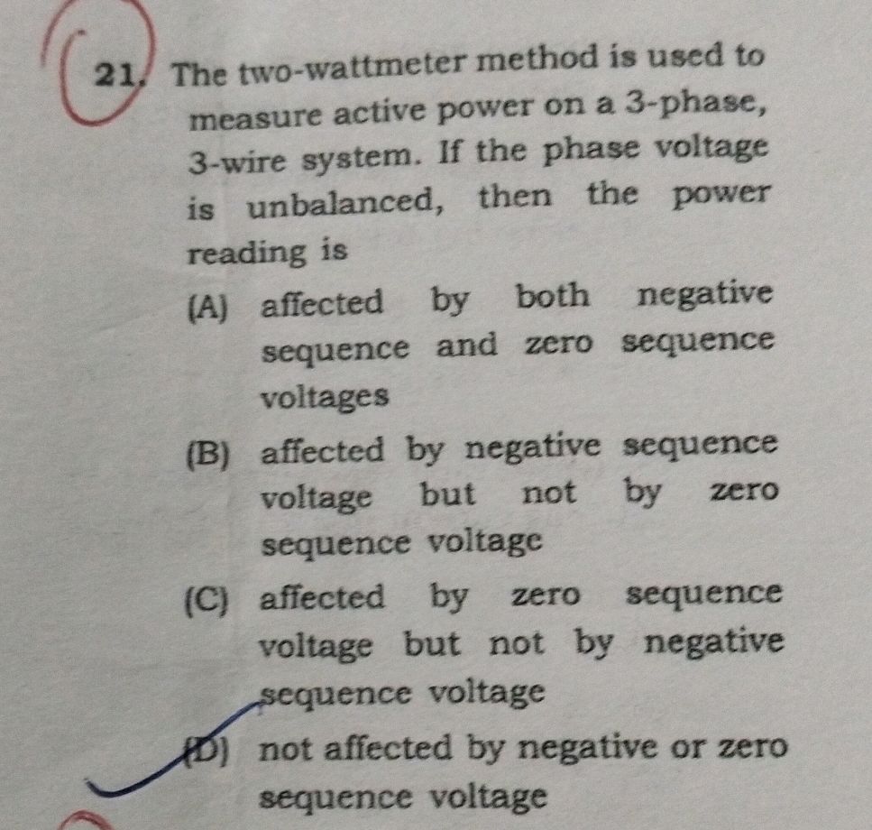 The two-wattmeter method is used to measure