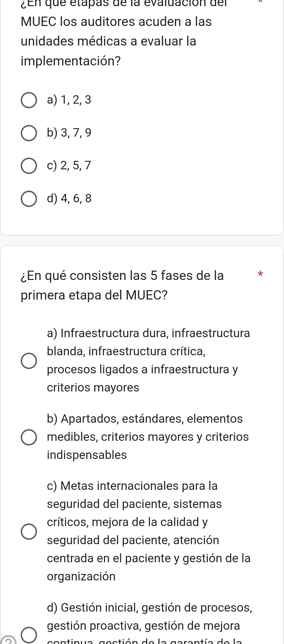 ¿En que etapas de la evaluación del MUEC los | StudyX
