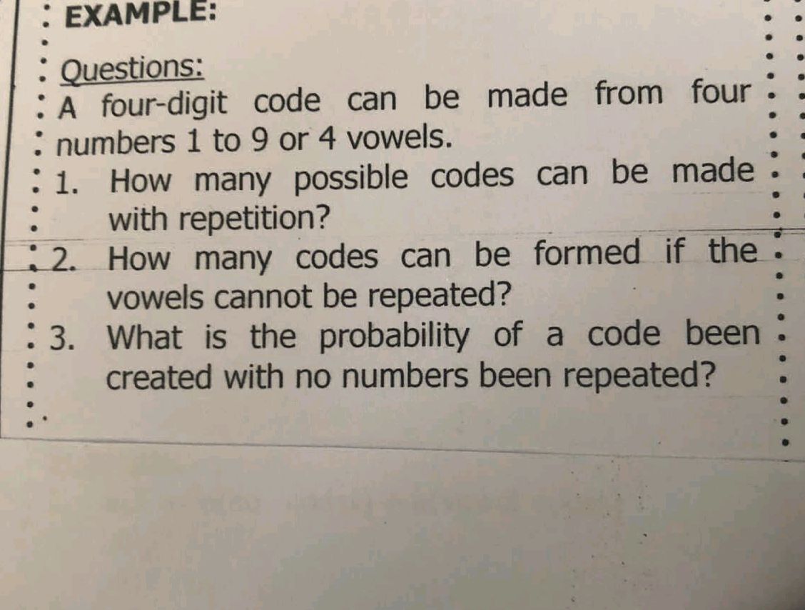 A four-digit code can be made from four | StudyX