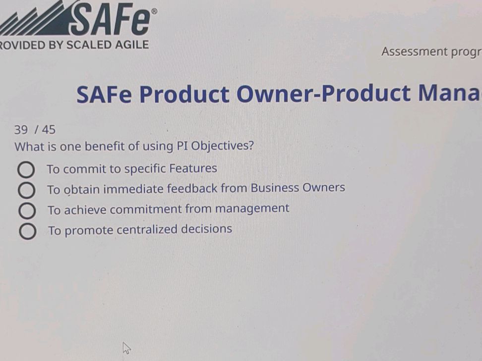 What is one benefit of using PI Objectives? | StudyX