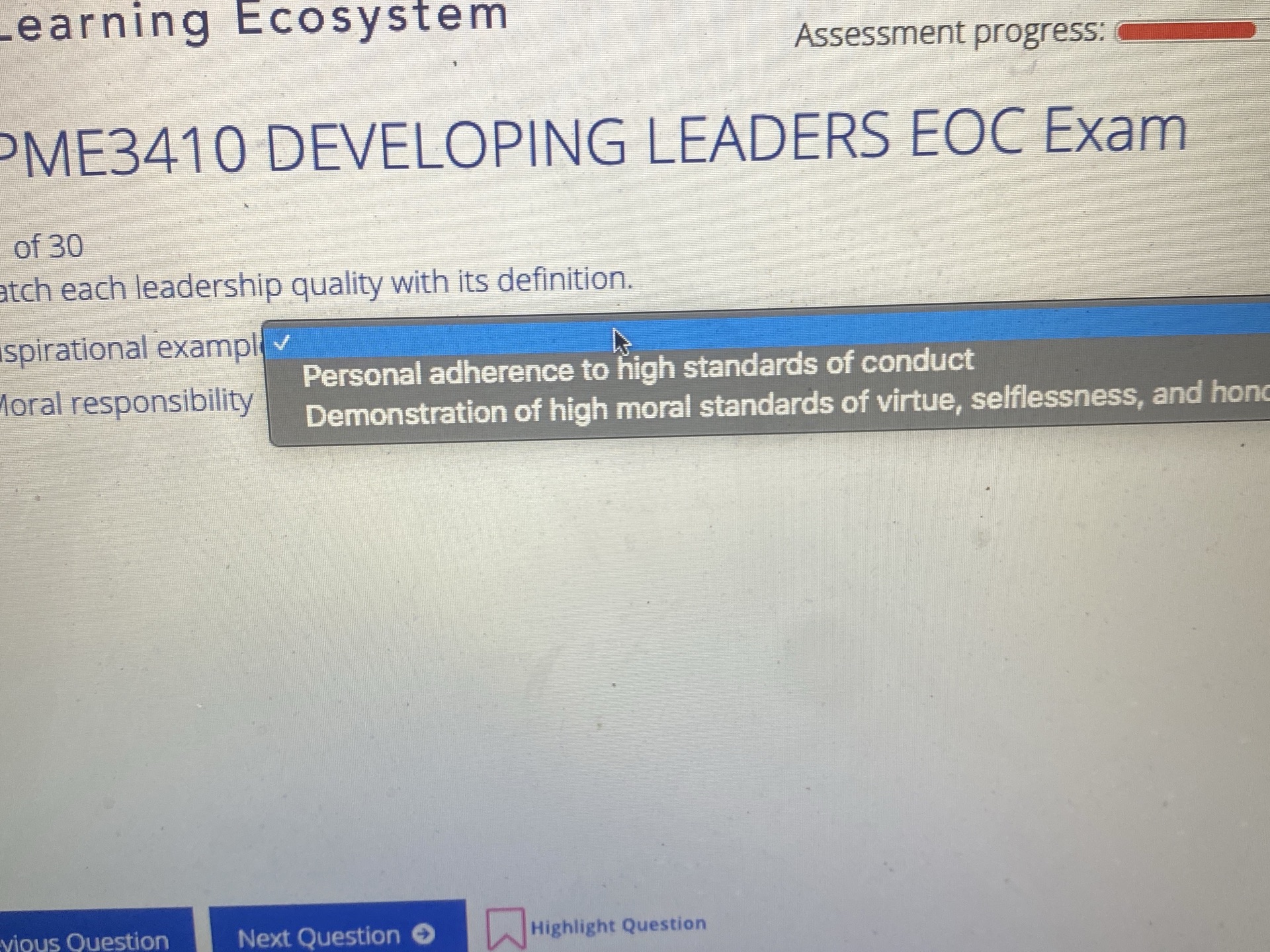 Match each leadership quality with its | StudyX