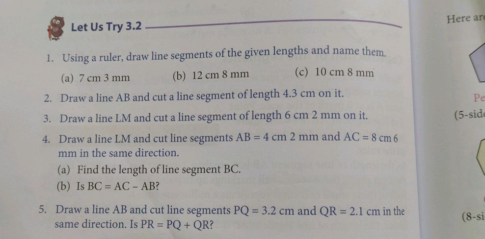 1. Using a ruler, draw line segments of the | StudyX