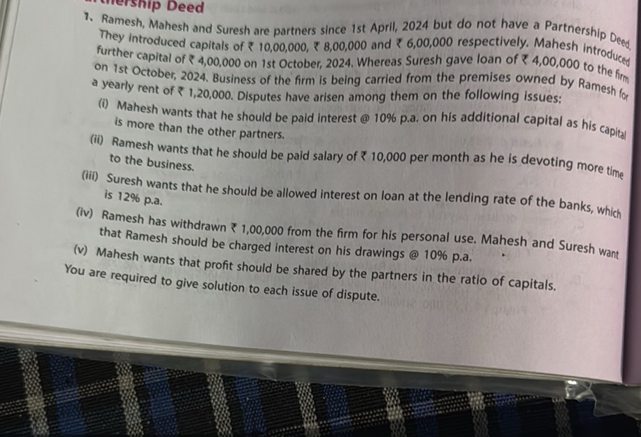 1. Ramesh, Mahesh and Suresh are partners | StudyX