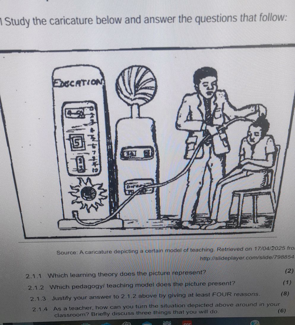 1 Study the caricature below and answer the | StudyX