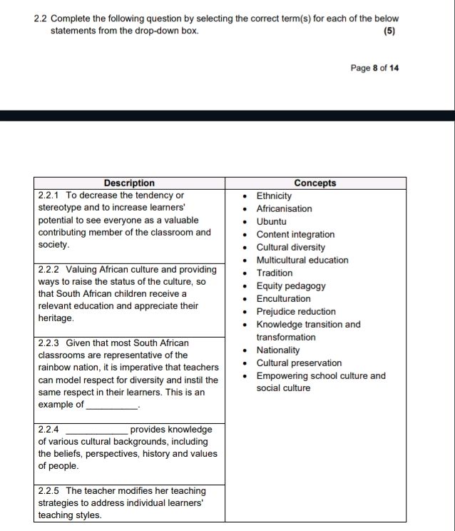 2.2 Complete the following question by | StudyX