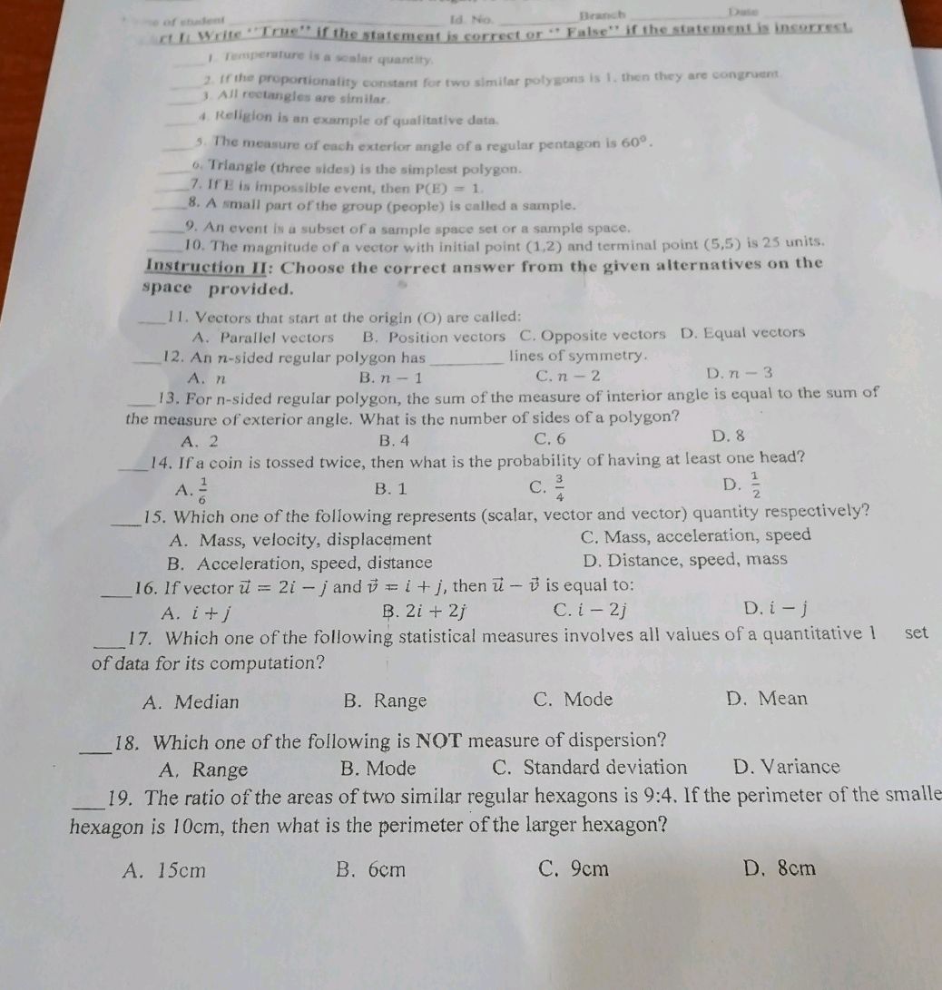 11. Vectors that start at the origin (O) are | StudyX