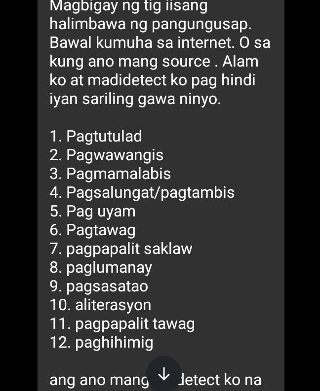 Magbigay ng tig iisang halimbawa ng | StudyX