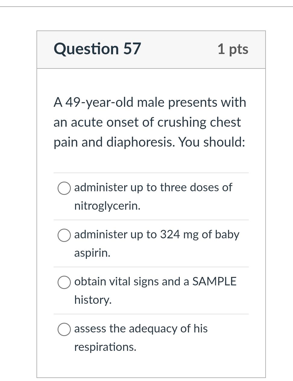 A 49-year-old male presents with an acute