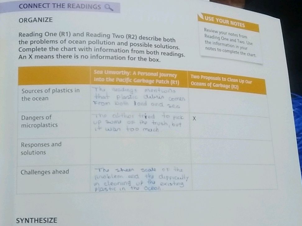 CONNECT THE READINGS ORGANIZE Reading One | StudyX