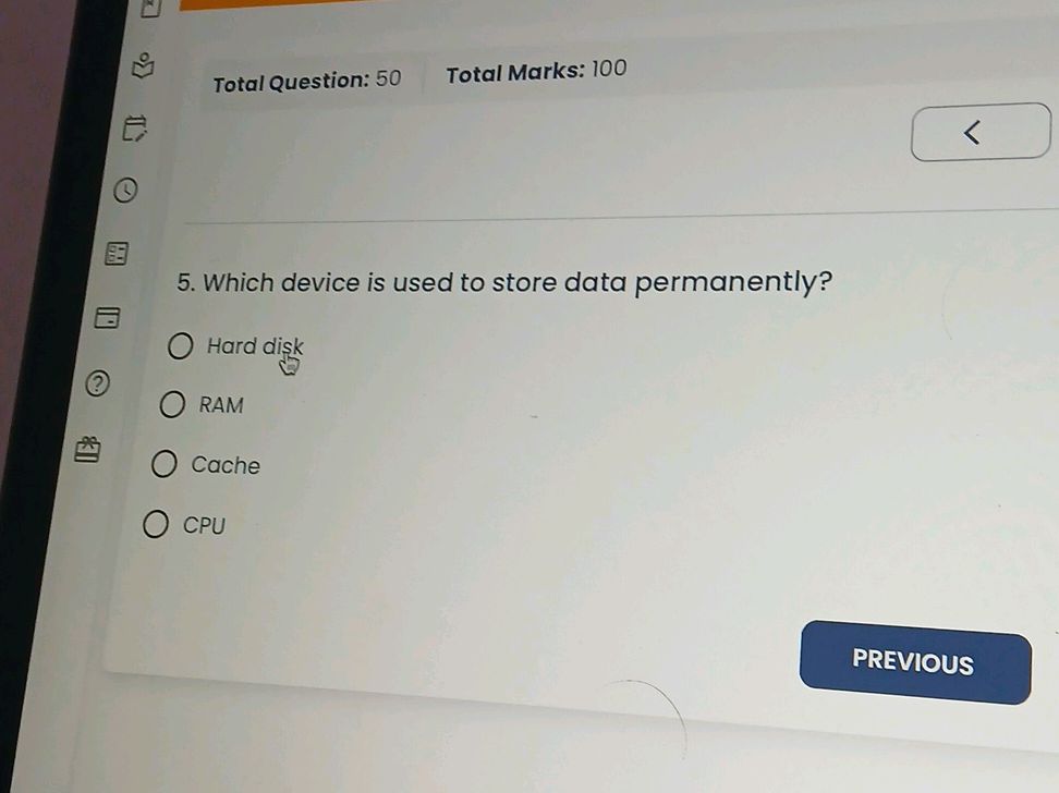 5. Which device is used to store data | StudyX