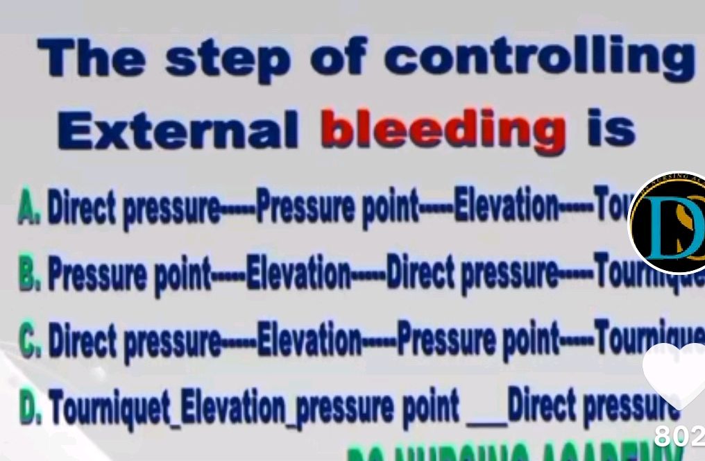The step of controlling External bleeding is | StudyX