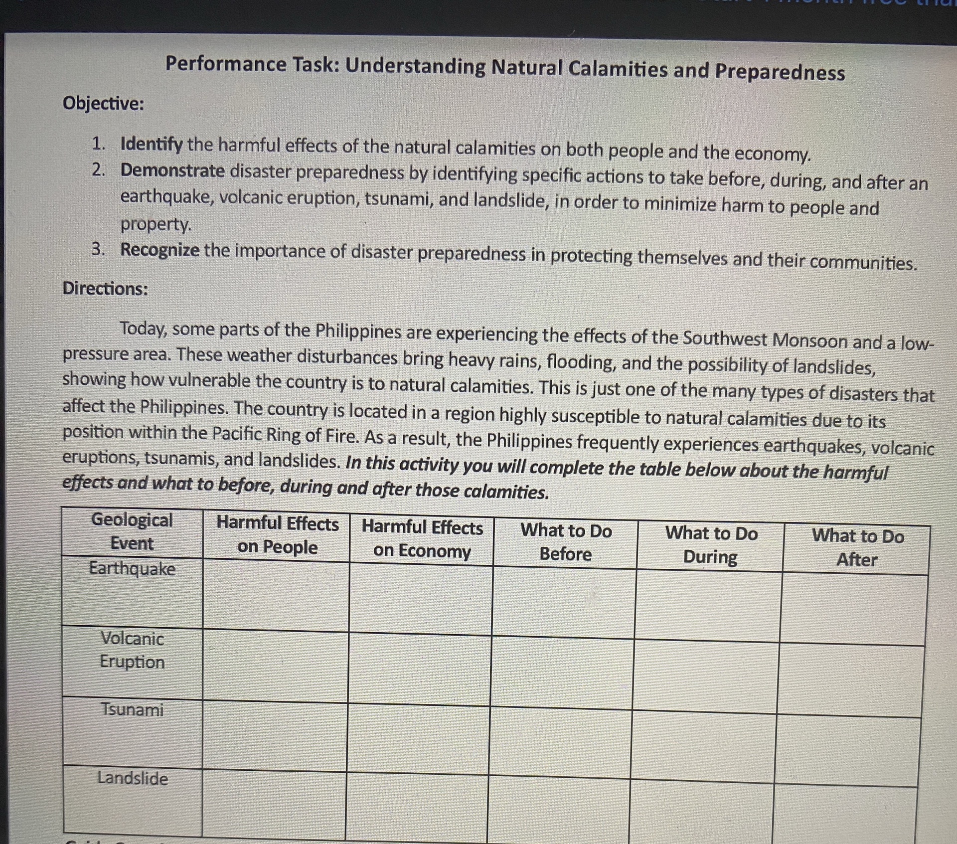 Performance Task: Understanding Natural | StudyX