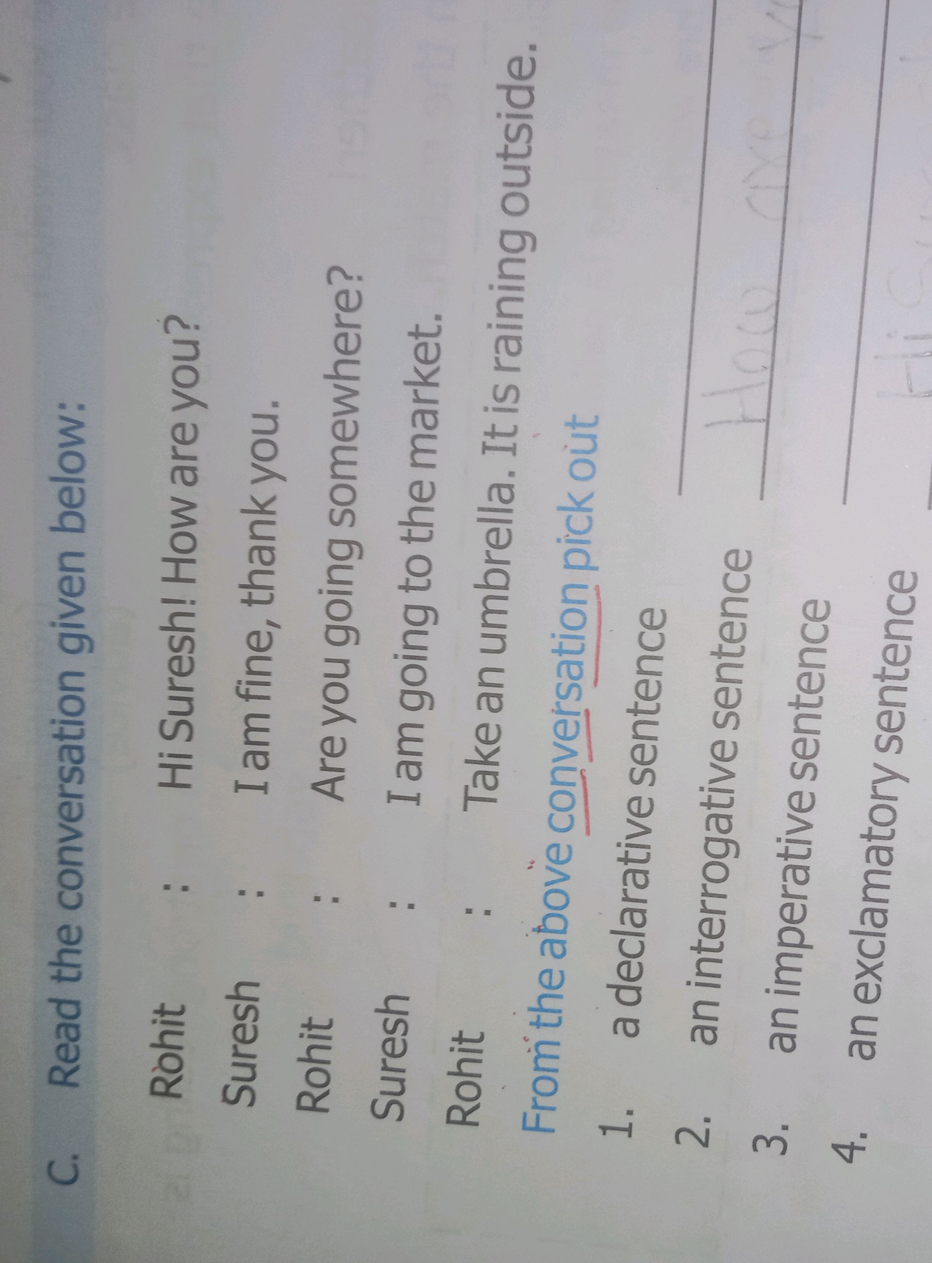 C. Read the conversation given below: Rohit | StudyX