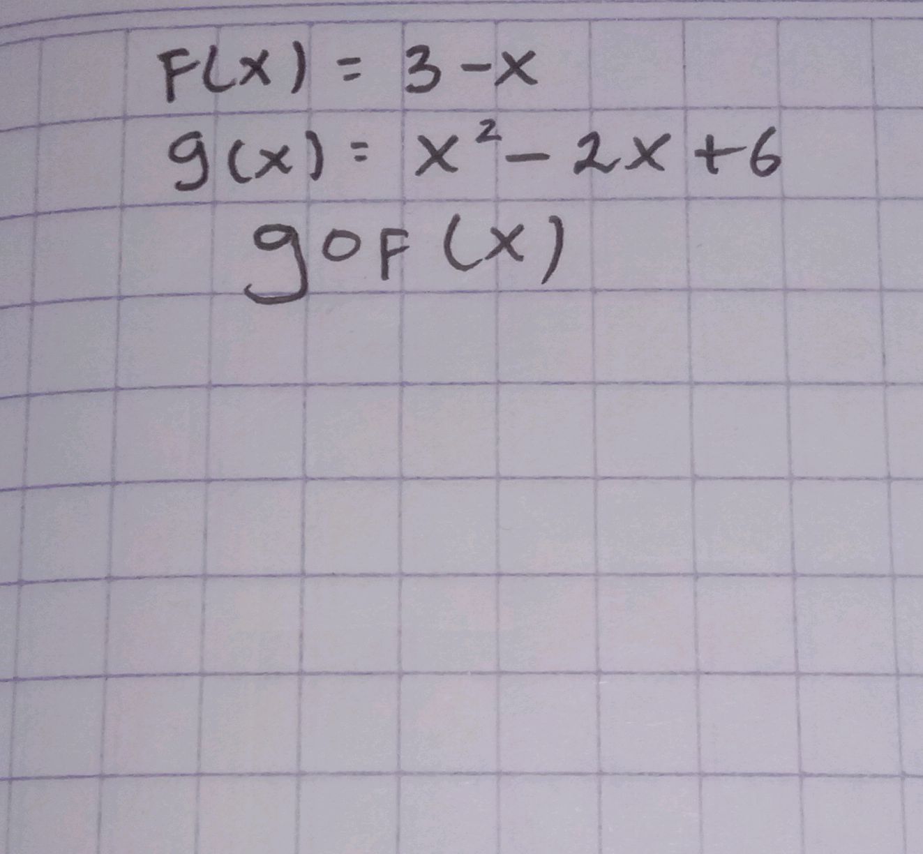 Given the functions: $f(x) = 3 - x$ $g(x) = | StudyX
