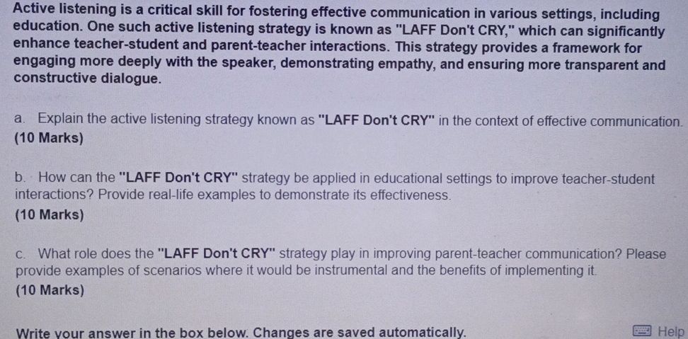 a. Explain the active listening strategy | StudyX