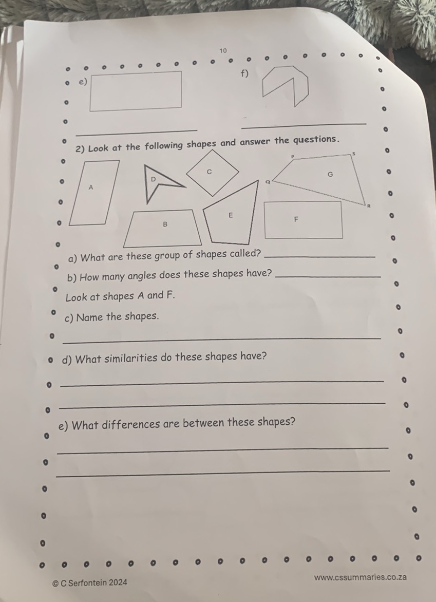 2) Look at the following shapes and answer