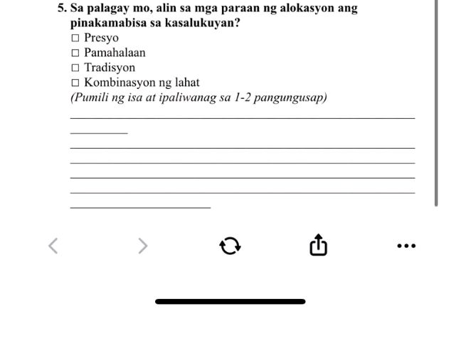 5. Sa palagay mo, alin sa mga paraan ng | StudyX