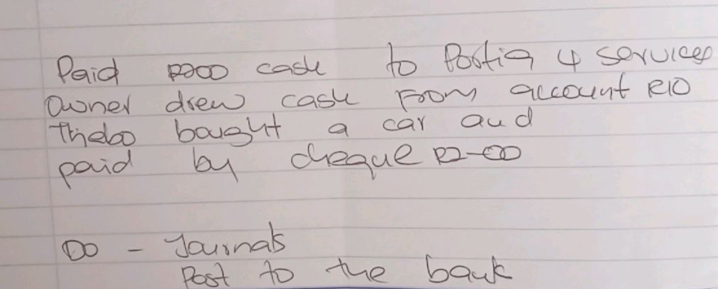 Paid R200 cash to Portia 4 services Owner | StudyX