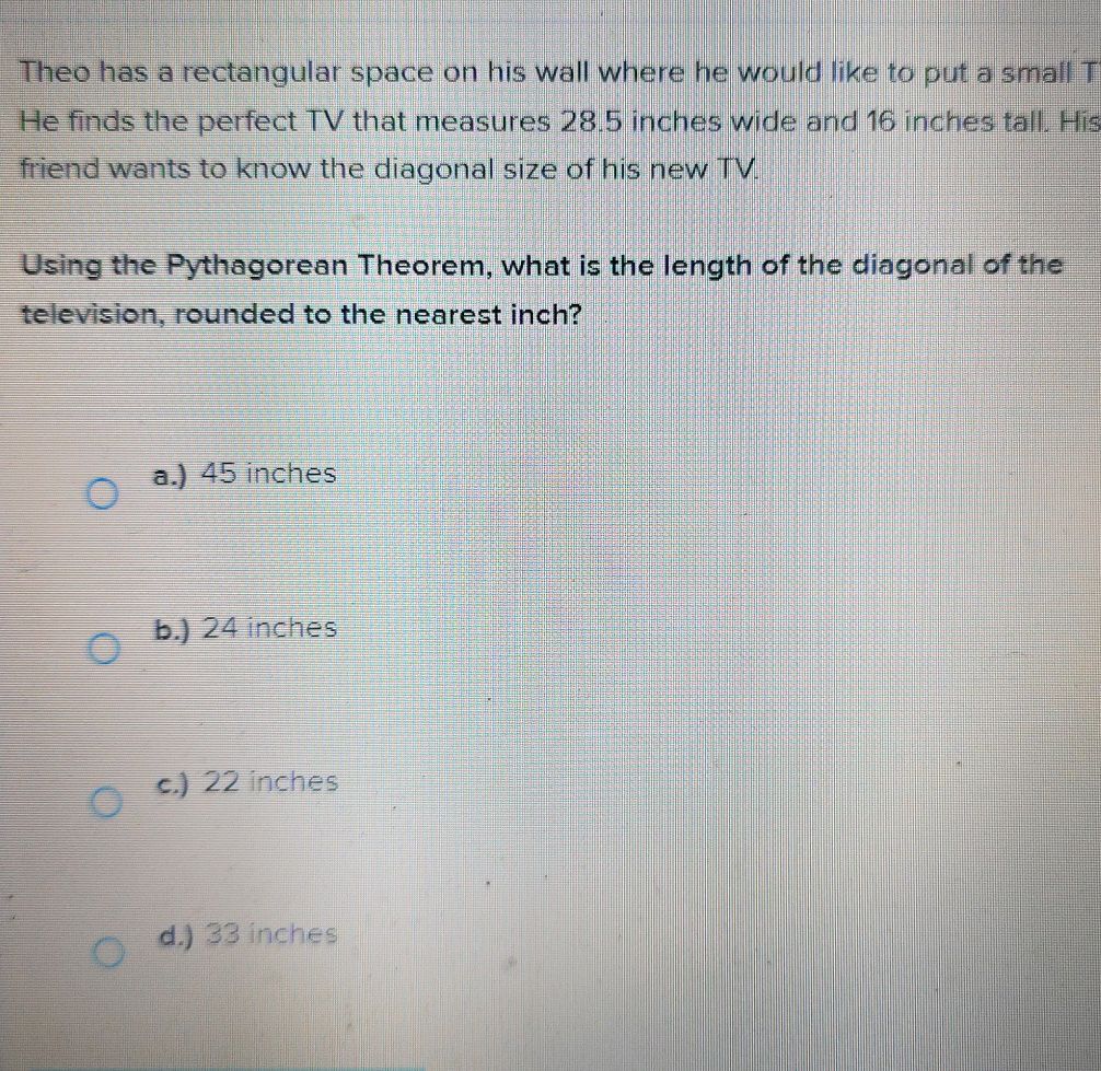 Using the Pythagorean Theorem, what is the | StudyX