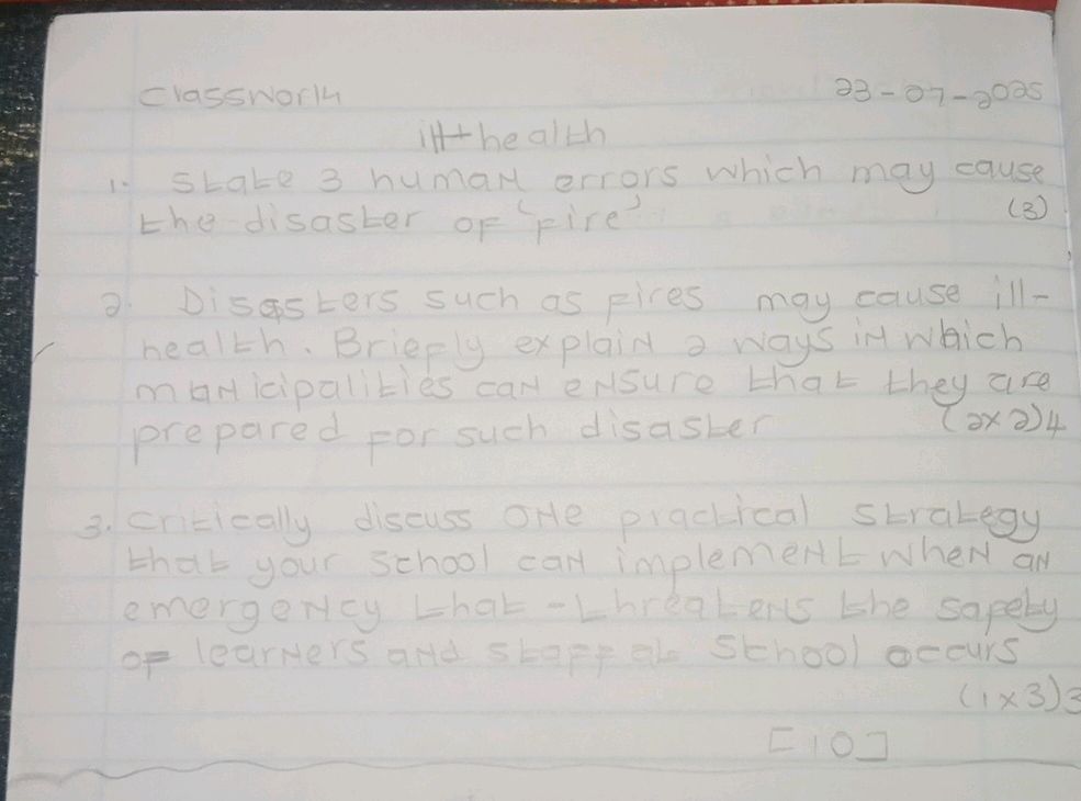 1. State 3 human errors which may cause the | StudyX