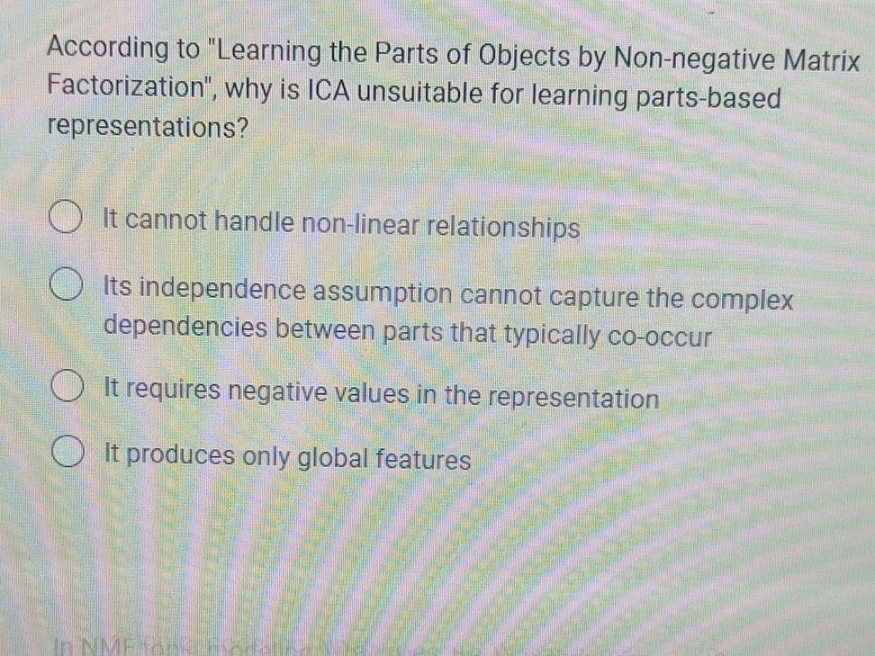 According to "Learning the Parts of Objects | StudyX