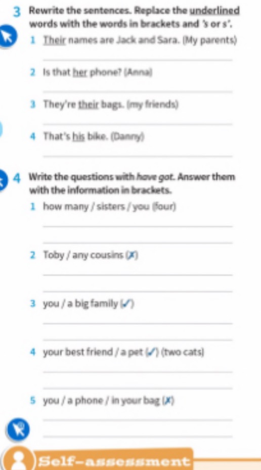 3 Rewrite the sentences. Replace the | StudyX