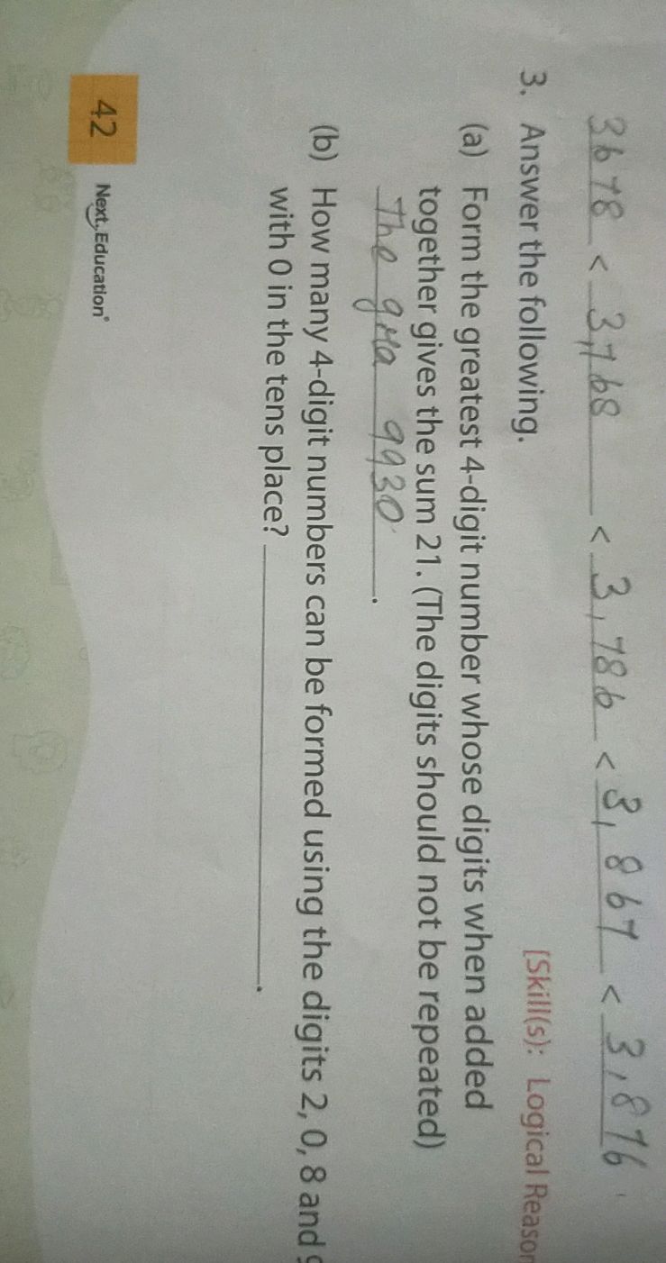 3. Answer the following. (a) Form the | StudyX