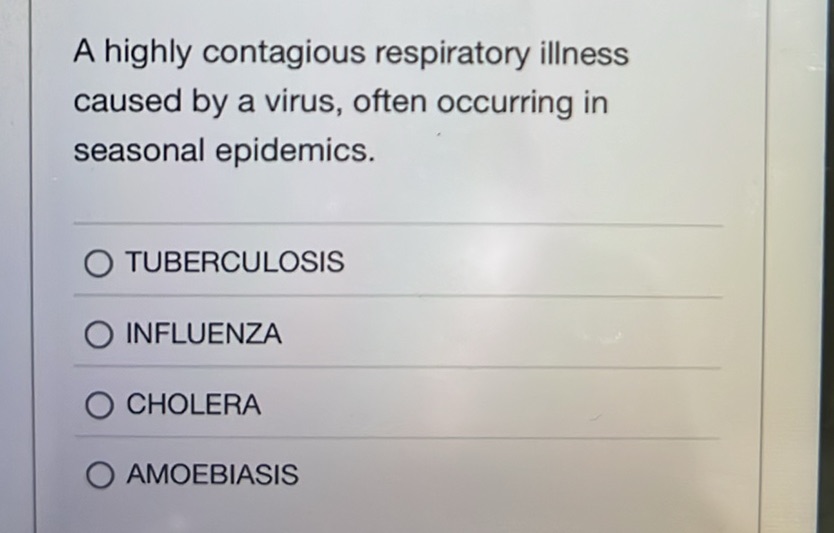 A highly contagious respiratory illness | StudyX