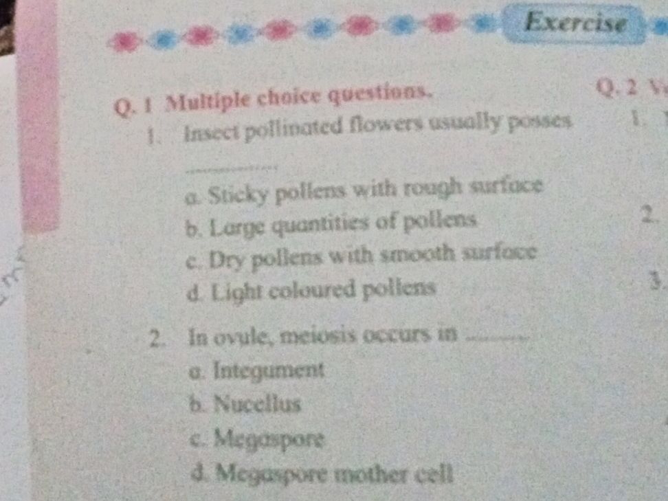 Q. 1 Multiple choice questions. 1. Insect | StudyX