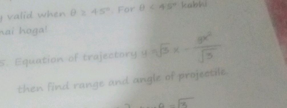 Equation of trajectory $y = {3}x - {gx^2}{