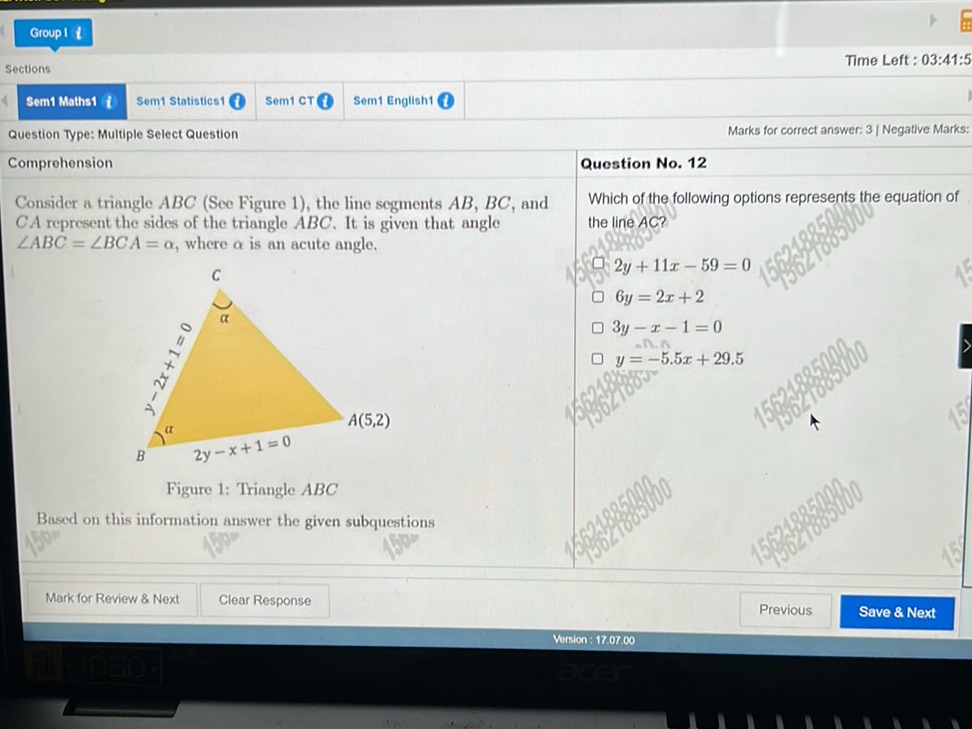 Consider a triangle ABC (See Figure 1), the | StudyX