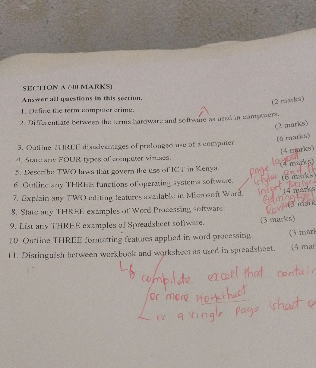 1. Define the term computer crime. 2. | StudyX