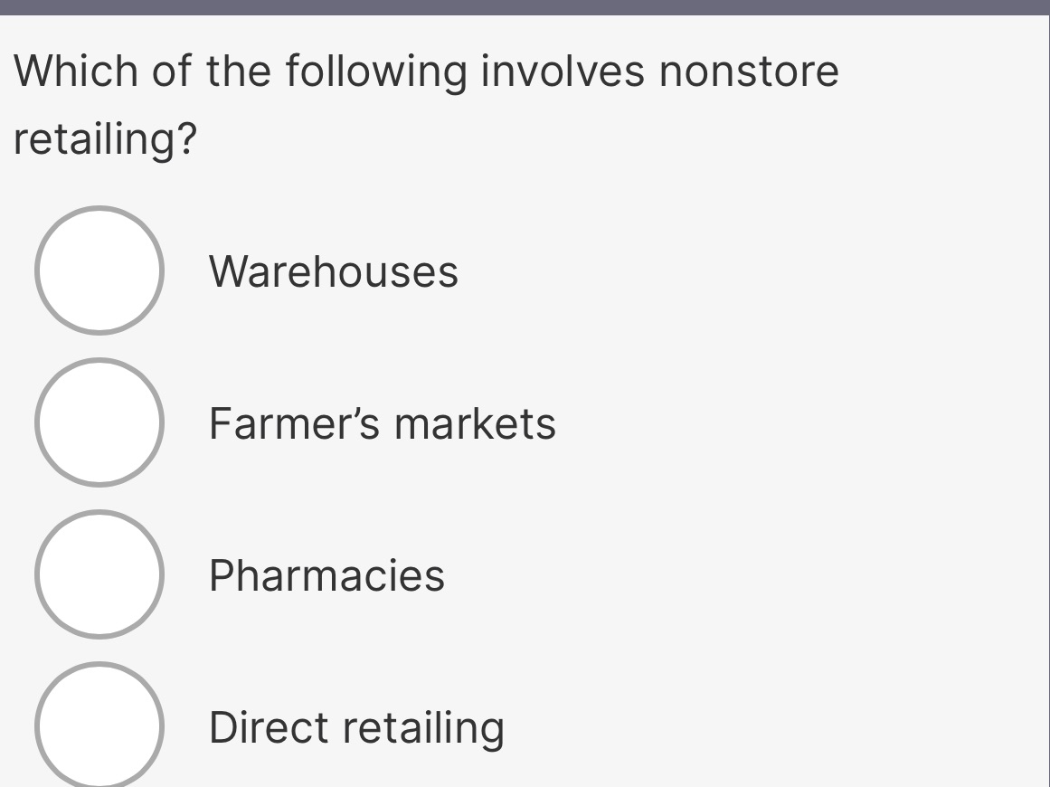 Which of the following involves nonstore | StudyX